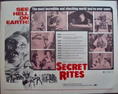 SECRET RITES half sheet movie poster 22x28 MONDO DOCU 1971 rolled | eBay