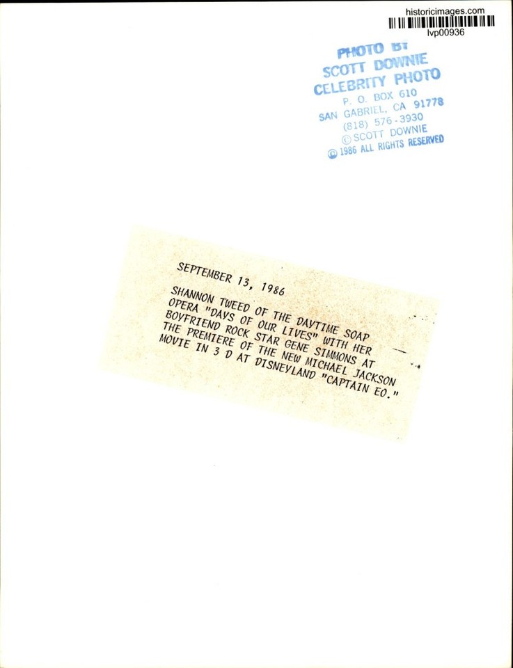 1986 Press Photo Shannon Tweed & Gene Simmons at "Captain EO" Premiere | eBay