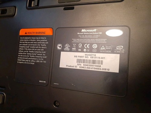 Microsoft Wireless Laser Keyboard 7000 Model 1345 Desktop NO RECEIVER ...