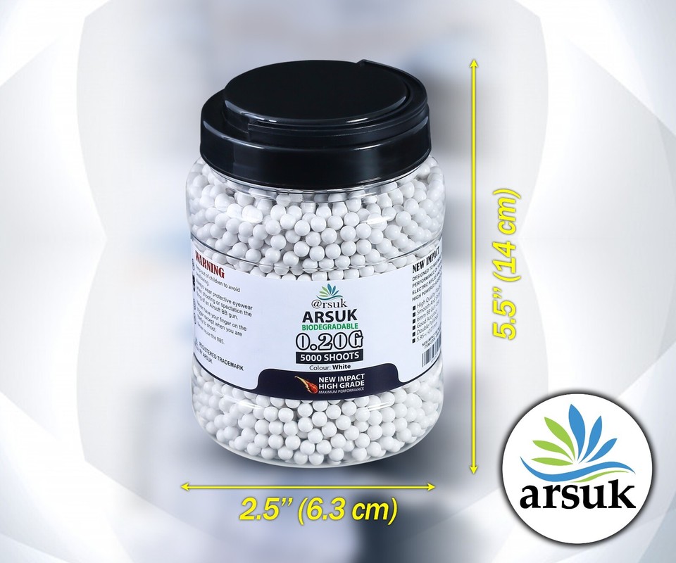 Airsoft BB Pellets 6mm 0.20g High Grade Smooth Polished 5000 White ...