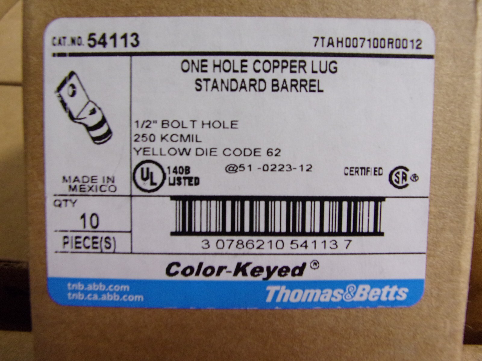 Pack of 10 Thomas & Betts 54113 Compression Lug for sale online | eBay