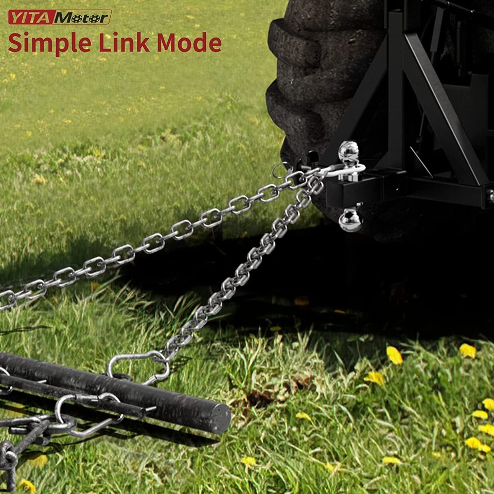 4FT X 4FT Heavy Duty Drag Harrow 3/8in Tines Chain for ATV UTV Leveling ...