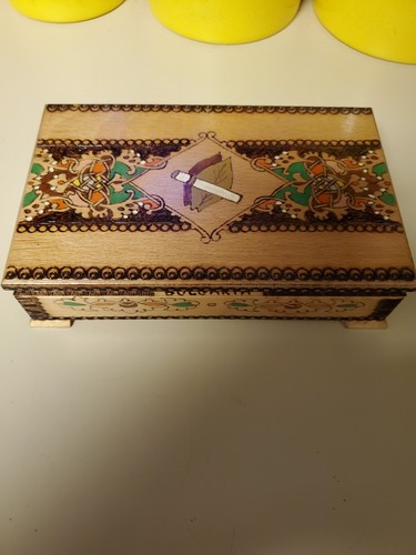 Vintage Pyrography Hand Painted Wood Cigarette Box Bulgaria** | eBay
