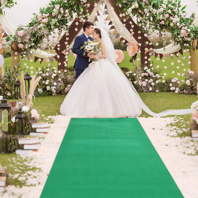 3X33FT Green Aisle Runner Non-slip Runway Rug Wedding Ceremony Proposal ...