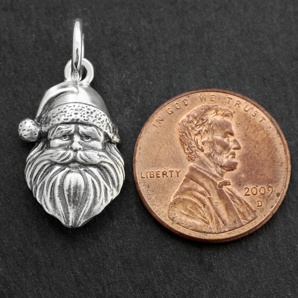 925 Sterling Silver Santa Claus Pendant Charm Christmas Vintage Unique ...
