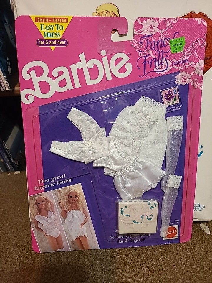 1991 Barbie Fancy Frills Fashions (Lot/2) Lingerie Scented Sachet Box ...