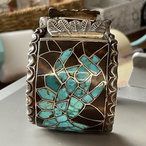 Antq RARE Museum Quality Navajo Inlay Cuff 👁️👁️OUTSTANDING Watch~Relic ...