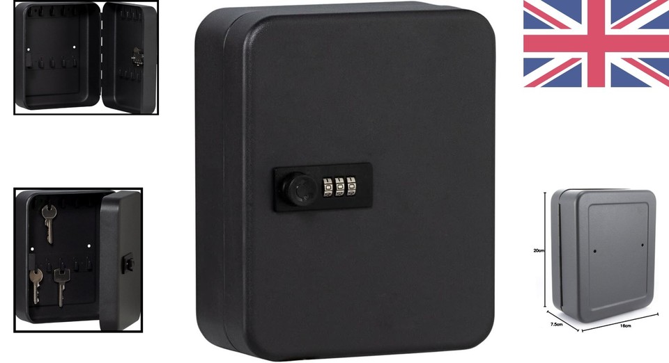 Elegant Wall Mount Key Holder - 20 Hooks with Combination Lock and Key ...