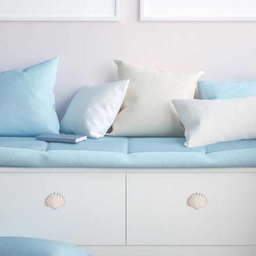 2 Pcs White Seashell Dresser Knobs Beach Cabinet Drawer Vintage Theme ...