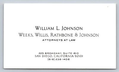 Vintage Business Card William Johnson Weeks Willis Rathbone Lawyer San ...