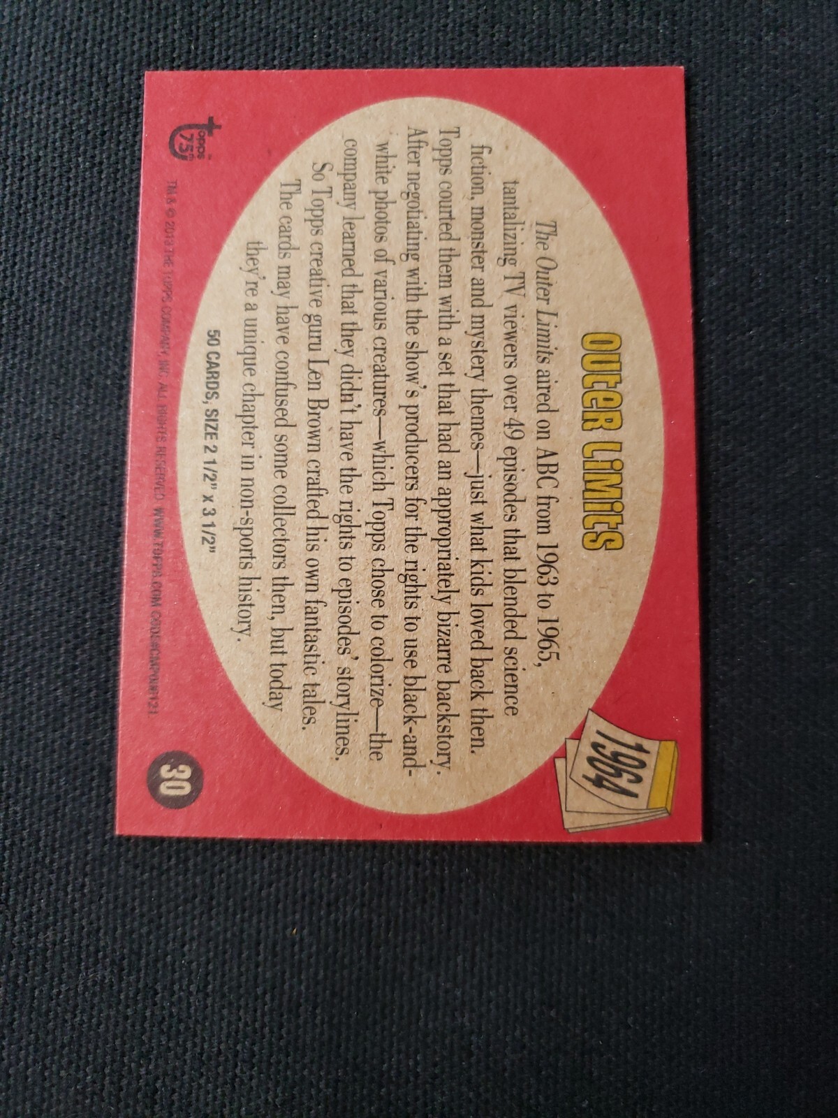 2013 TOPPS 75TH ANNIVERSARY “OUTER LIMITS” CARD #30 | eBay