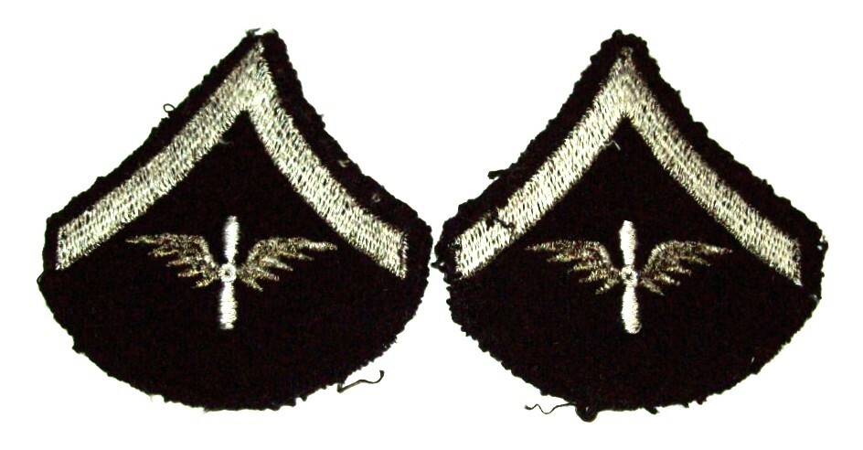 ORIGINAL EMBROIDERED WOOL WW2 AAF AIR FORCE PFC CHEVRON PATCHES OFF ...