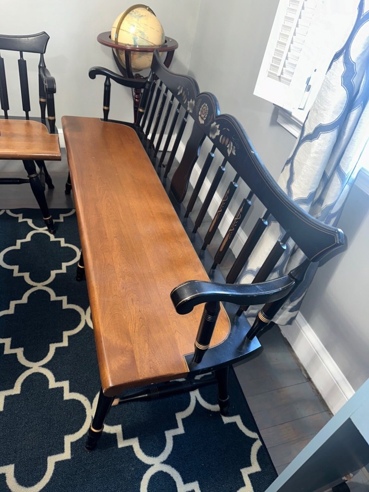 Vintage Arrow Back Bench, Deacons Bench, Hitchcock Style 6 Leg ...