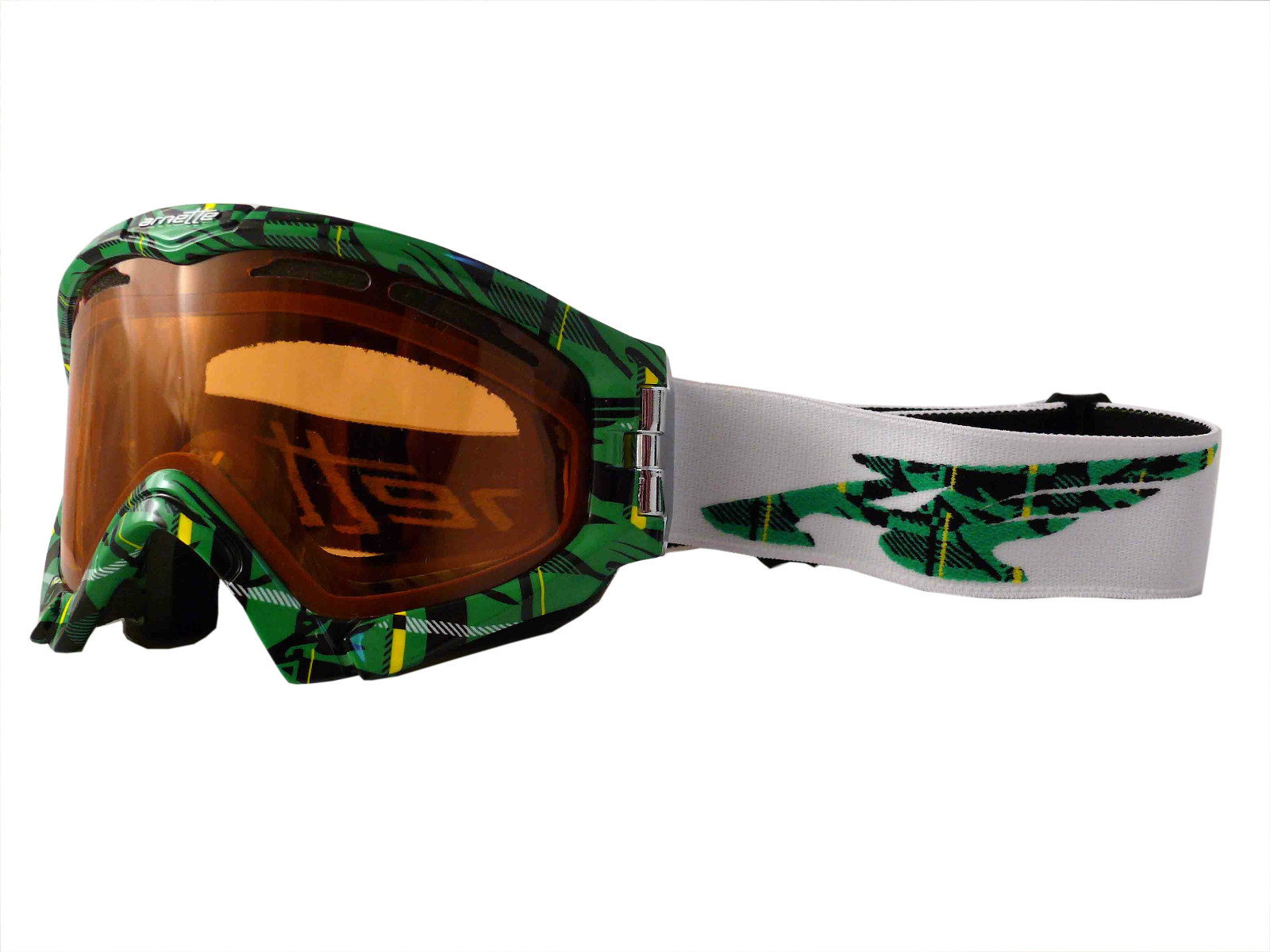 ARNETTE SERIES 3 SNOW GOGGLES AN5001 GREEN PLAID FRAME PERSIMMON LENS ...