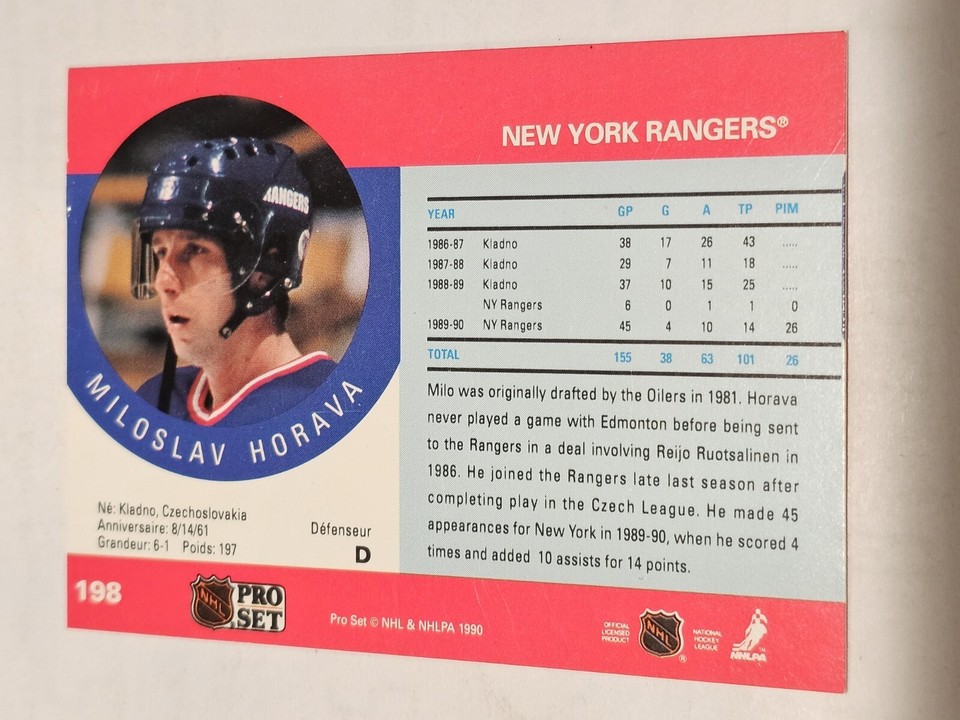 1990-91 Pro Set Hockey Card Miloslav Horava New York Rangers #198 | eBay