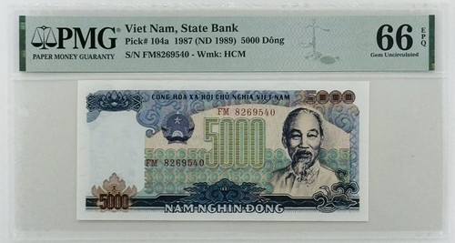 Vietnam 5000 Dong 1987 Pick# 104a PMG: 66 EPQ GEM UNC. #PL2392 | eBay