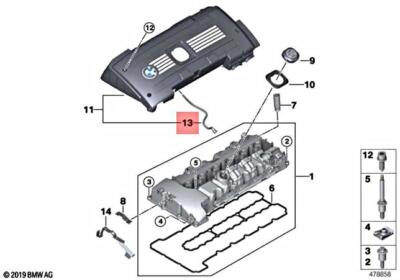 Genuine BMW E71 F01 F02 SAC Sedan Cylinder Head Cover Hose OEM ...