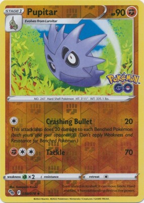 Reverese Holo Pupitar Uncommon 038/078 Pokemon GO Pokemon TCG | eBay