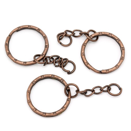 Antique Copper Tone Keyring Blanks - Key Fobs With Chains - Splitring ...