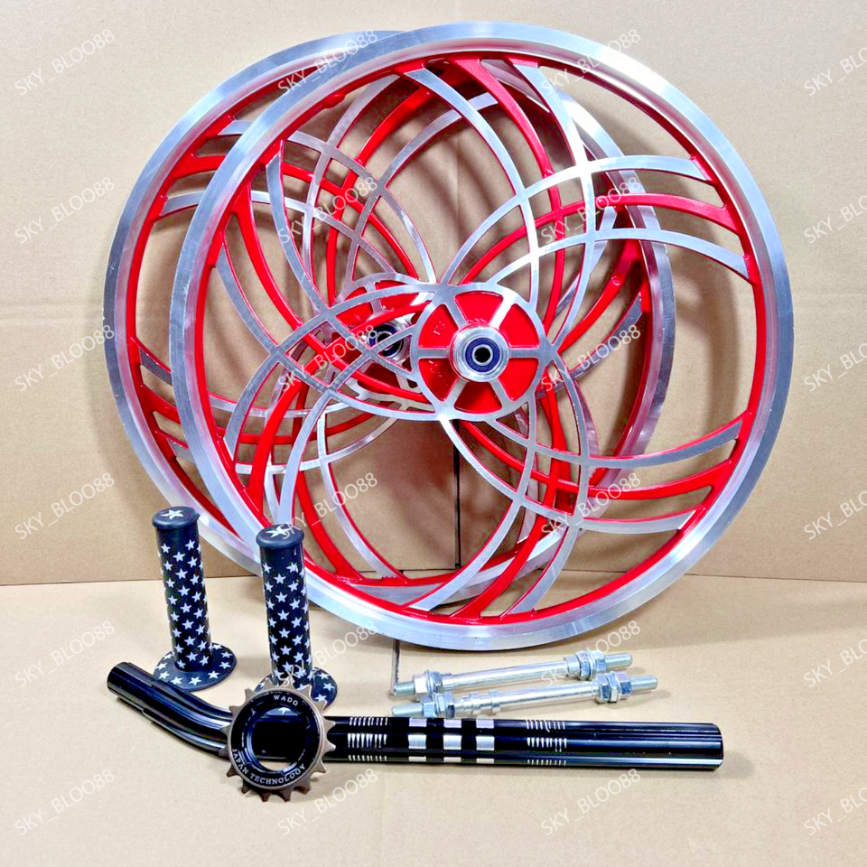PAIR 20" Bicycle Mag Wheels Set RED COLOR FOR GT DYNO HARO ANY BMX BIKE ...