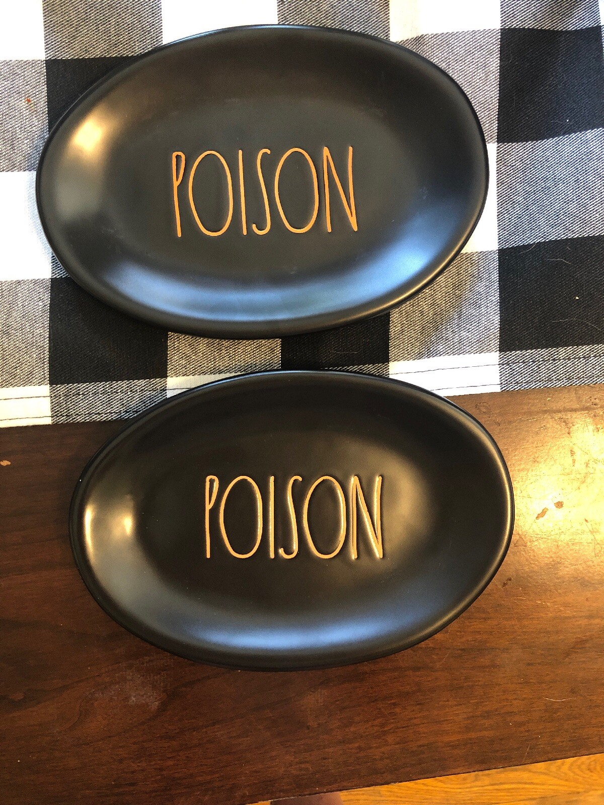 New Rae Dunn By Magenta Black Poison Halloween Oval Plates Set Of 2 | eBay