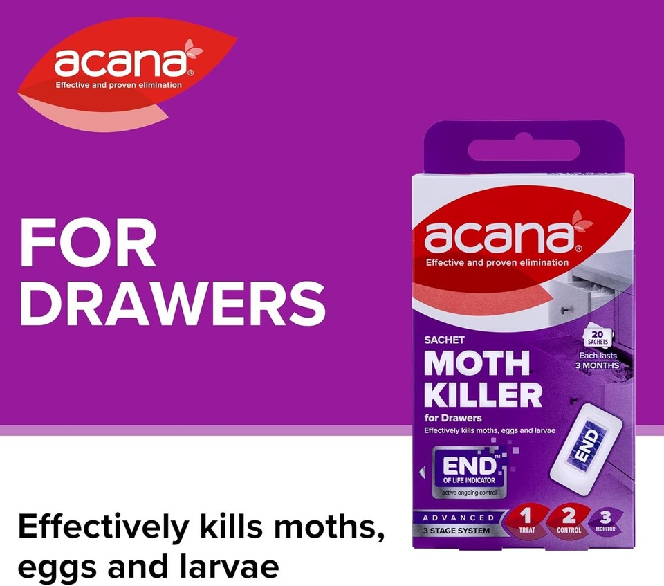 Acana Sachet Moth Killer 20 Pack- For Drawers & Storage- Protects ...