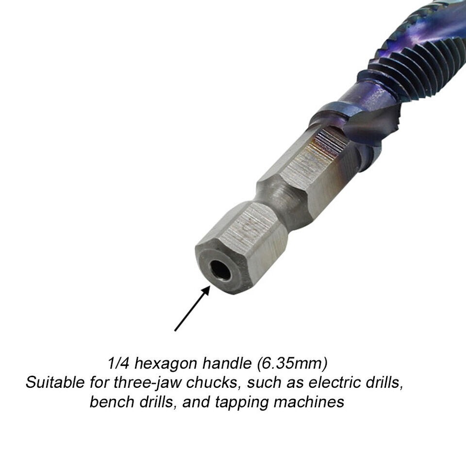 12Pcs HSS Hex Shank Drill Bits Tap M3-M10 Metric SAE Screw Thread Drill ...