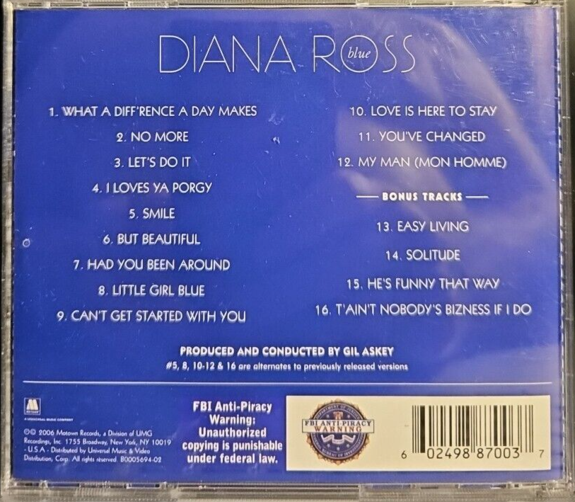 Diana Ross "Blue" CD - 12 - 602498870037| eBay
