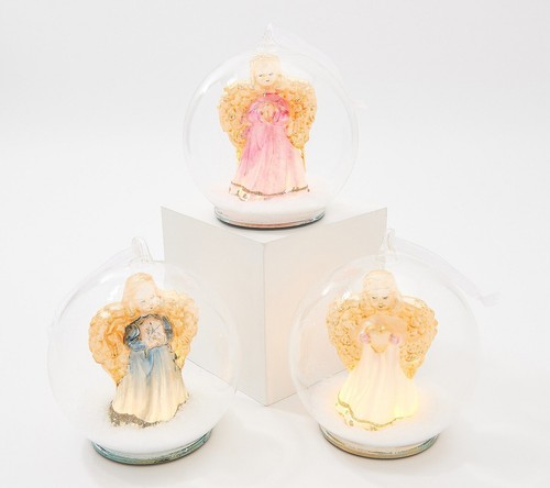 Set of 3 Illuminated Ornaments with Scene by Valerie - Angel H227932 ...