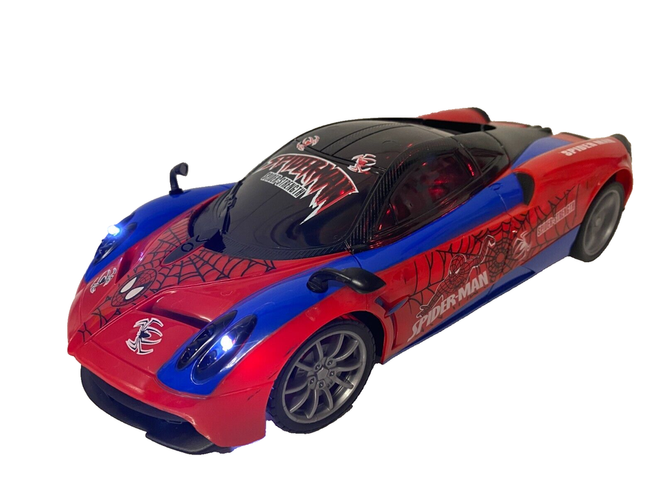 SPIDERMAN FERRARI RC REMOTE CONTROL CAR RECHARGEABLE LED LIGHTS FAST ...