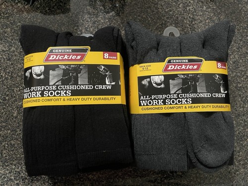 8 PAIR PACK GENUINE MENS DICKIES ALL PURPOSE CUSHIONED WORK CREW SOCKS ...