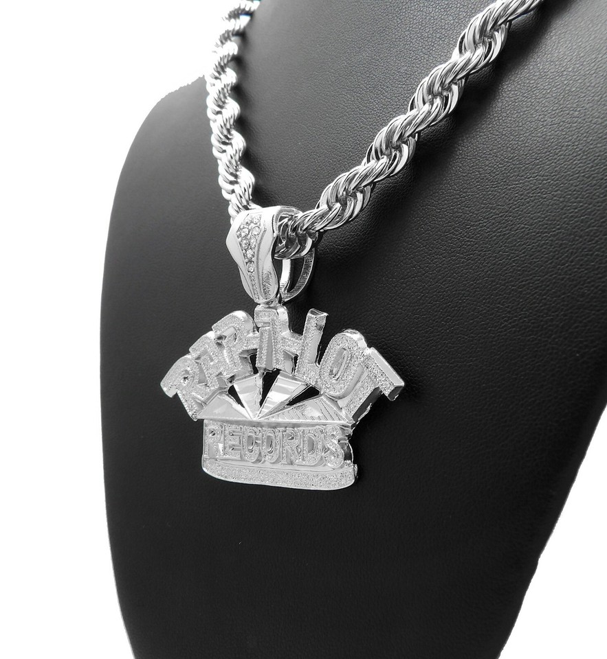 HIP HOP ICED RAP-A-LOT RECORDS PENDANT & 8mm 18" 20" 24" 30" ROPE CHAIN ...