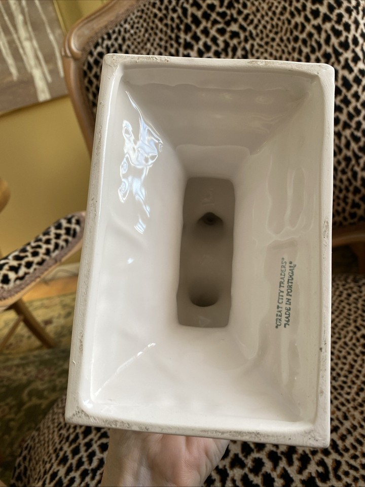 Vintage White Ceramic Double Dolphin & Shell Pedestal Centerpiece Bowl ...