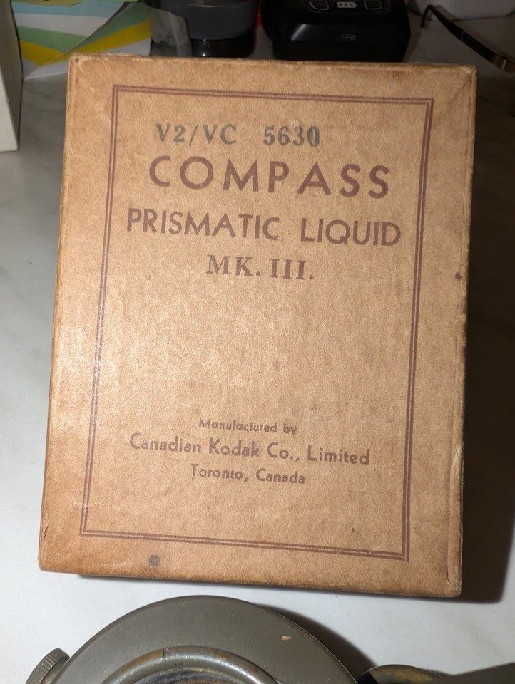 WW2 British Army Prismatic Compass Canadian Kodak Company Dated 1943 ...