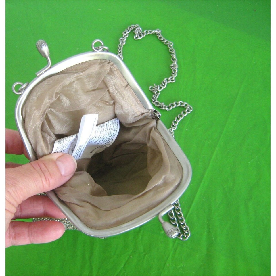 Sparkling Silver Clutch, Coin Purse, Shoulder Bag Chain Strap 3 piece ...
