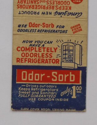 1940s Odor-Sorb for Odorless Refrigerator Chicago IL Cook Co Matchbook ...