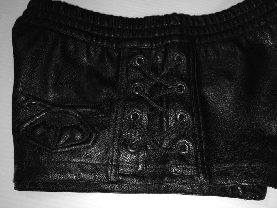 NASTY PIG EXPOSED VEGAN LEATHER SHORT SHORTS. BLACK W/ LACING. SMALL ...