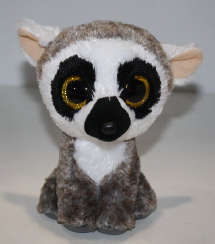 TY Silk Beanie Boos LINUS the Lemur Gray Plush 6" Stuffed Soft Toy Boo ...