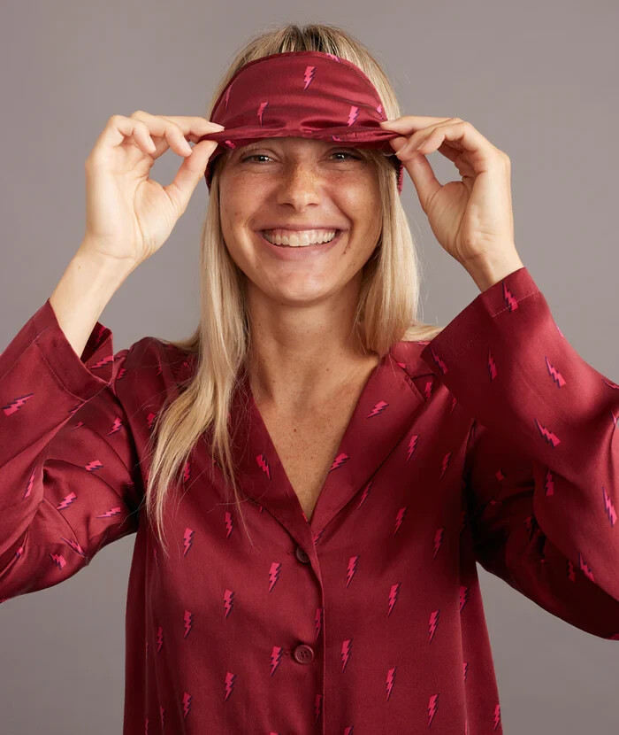 Marine Layer Washable Silk Sleep Mask in Rhododendron Lightning Bolt ...