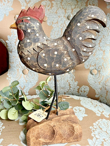 James Haddon Wood Rooster Hand Carved Masters Collection Black Polka ...