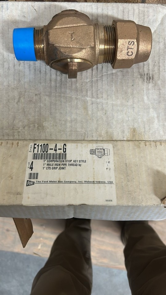 Ford Meter Box F1100 1" Corporation Stop CTS Brass Male Iron Pipe ...
