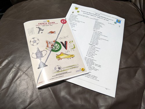 AUCHINLECK TALBOT v CELTIC PROGRAMME OFFICIAL TEAM SHEET18/1/2026 | eBay UK