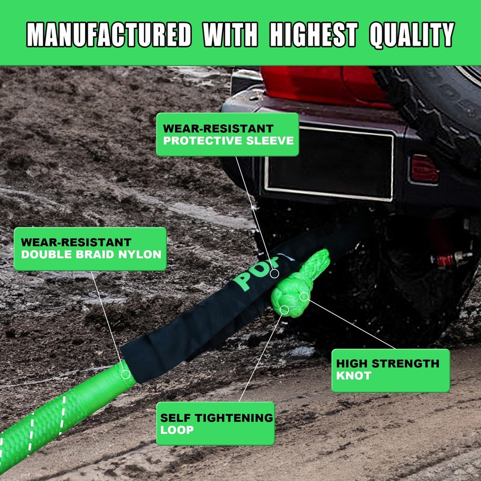 1" x 30' Kinetic Energy Recovery Rope Tow Strap Heavy Duty Snatch Rope ...