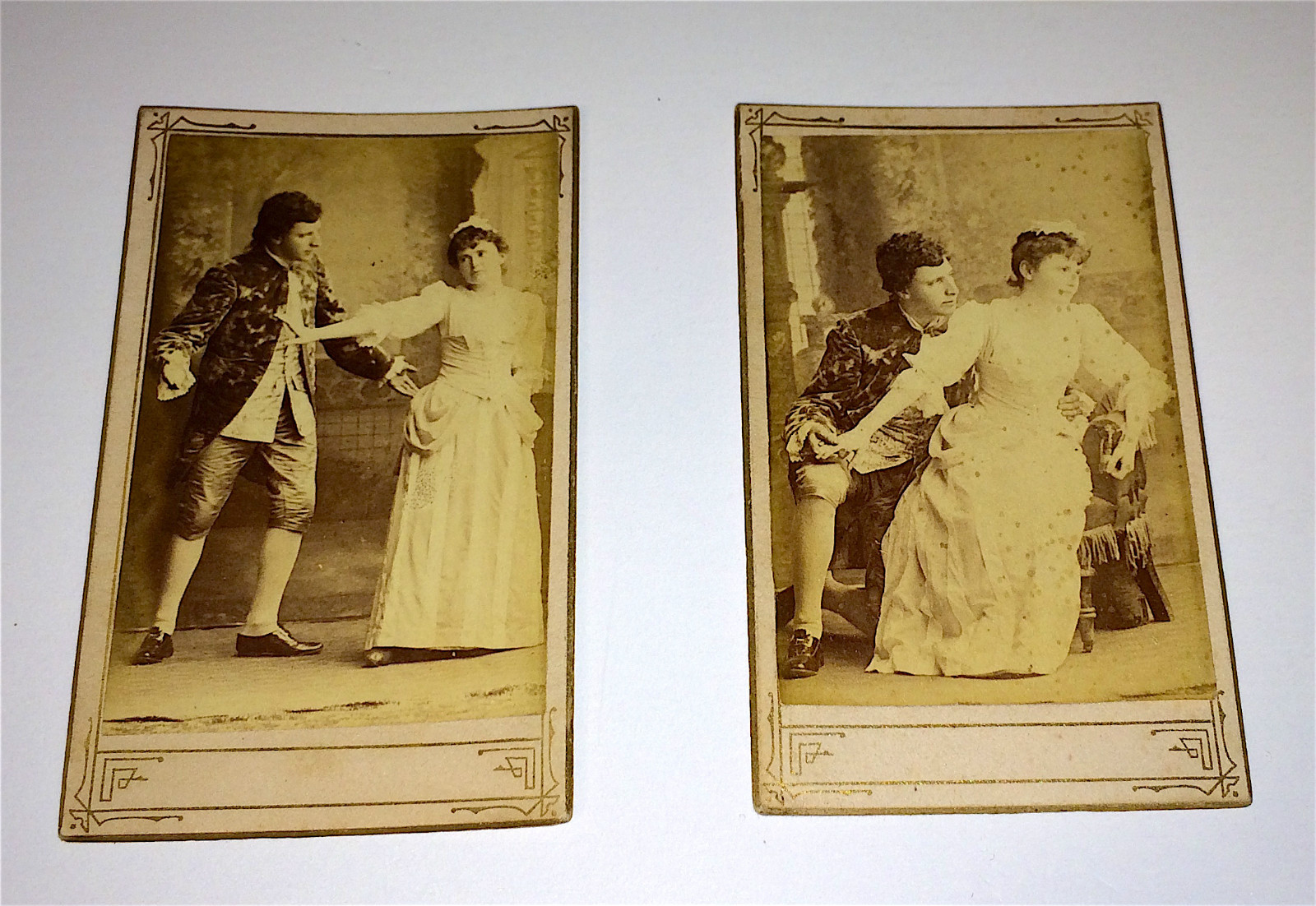 Rare Antique Victorian Costume Actors Courting Scene Romantic Mini CDV ...