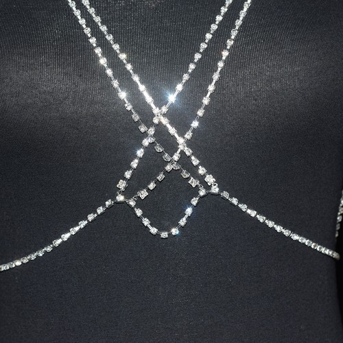 Rhinestone Necklace Harness Crystal Chestbeach Bikini Bra Body Chain ...