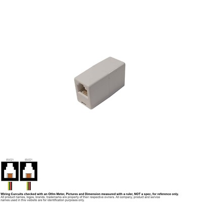 Adapter RJ 11 RJ11 6P4C 4 Pin Phone Cord Telephone Line Extension ...