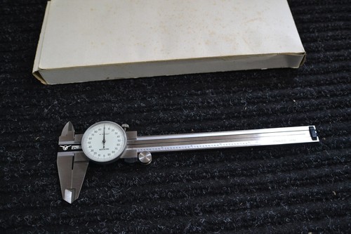 FOWLER 6" DIAL CALIPER, THUMB WHEEL ADJUST 0.001" W/CASE .001" 4-WAY ...