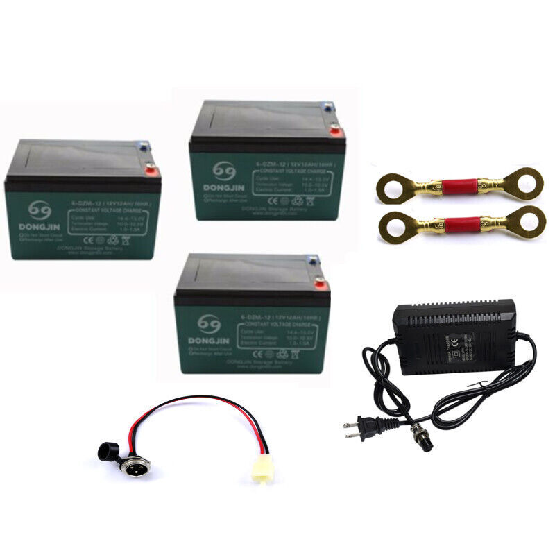 3pc 6-DZM-12 12V 12Ah Battery kit Electric ATV Scooter Go Kart Mobility ...