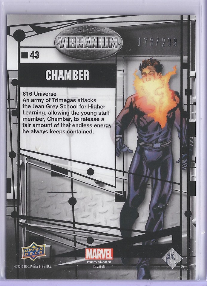 2015 Marvel Vibranium Molten Parallel #43 Chamber 173/299 Upper Deck ...