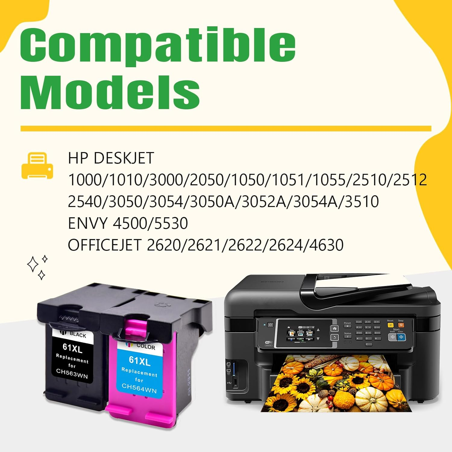 61XL Ink Cartridges for HP 61 XL Compatible for HP Deskjet 1000 1010 ...